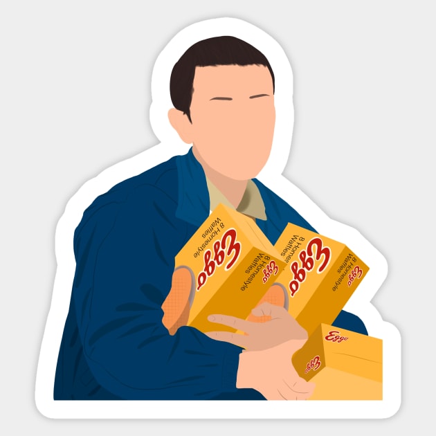 Stranger Things Eleven Eggo Waffle Fanart Stranger Things Sticker Teepublic